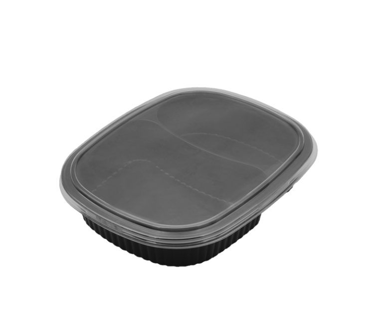 Oval Meal Tray 2 DIV + Lid (T732+L734) - 10pk - Mambos Online Store