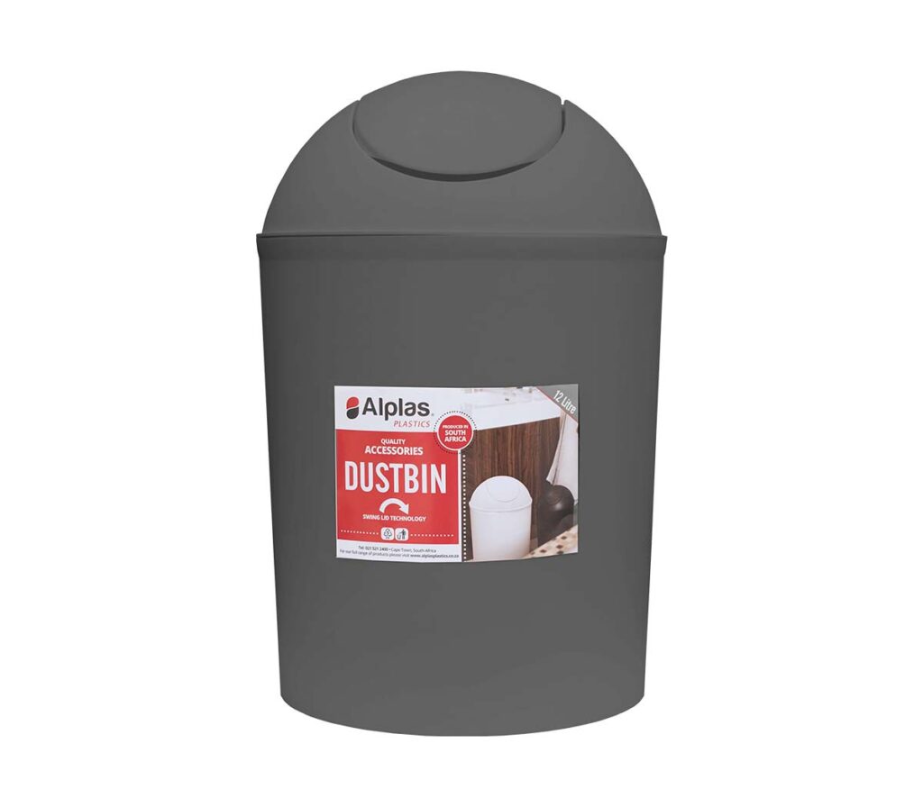 12l Fliptop Bathroom bin Grey - Mambos Online Store