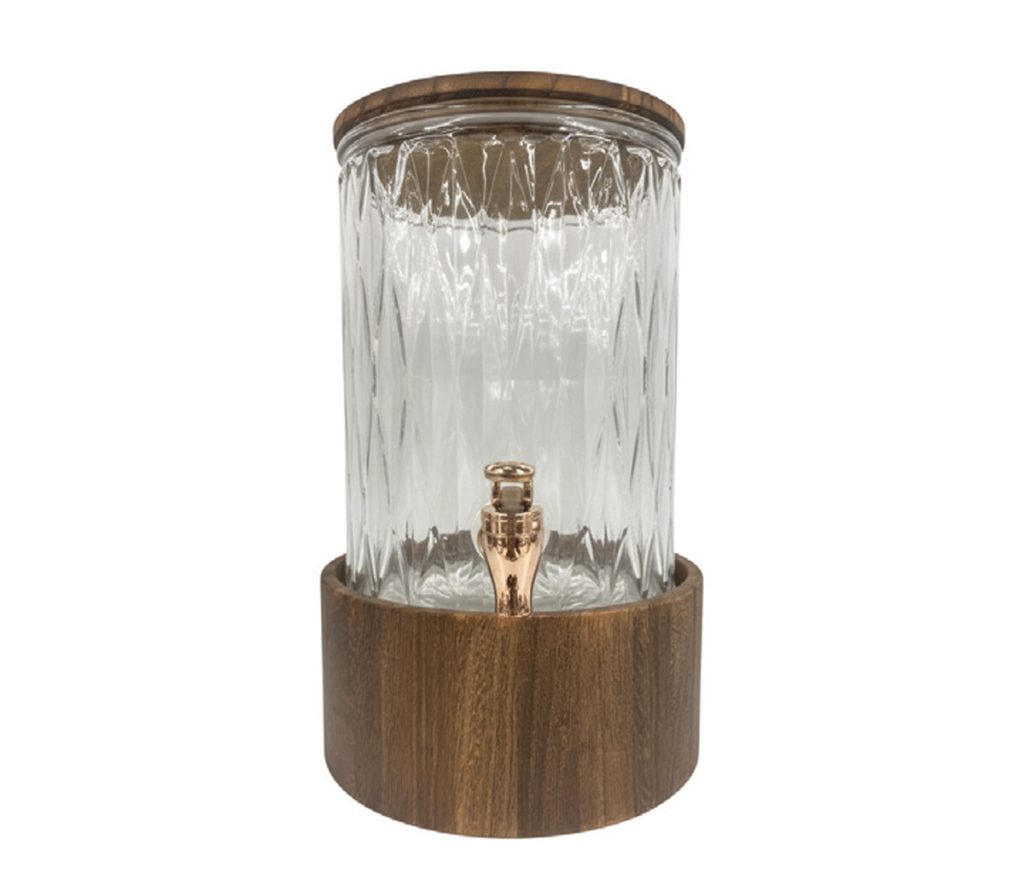 6L Glass Dispenser with wdn lid & round base - Mambos Online Store