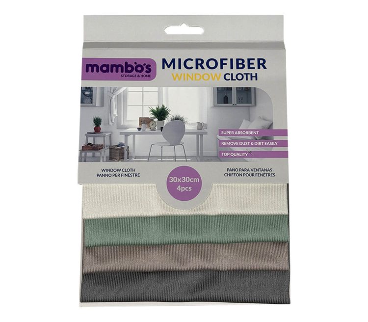 Microfiber Cloth 30*30cm, 4Pc Window - Mambos Online Store